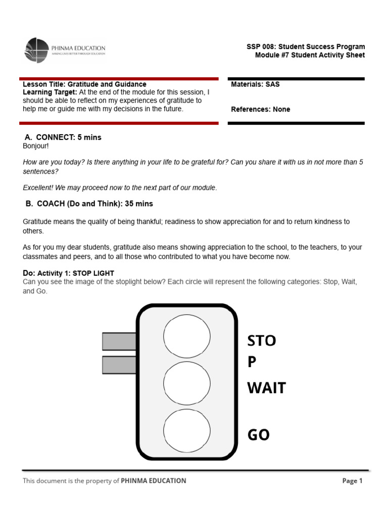 SSP 008 - Module 7 - Gratitude - Guidance - SAS - Docx 1 | PDF
