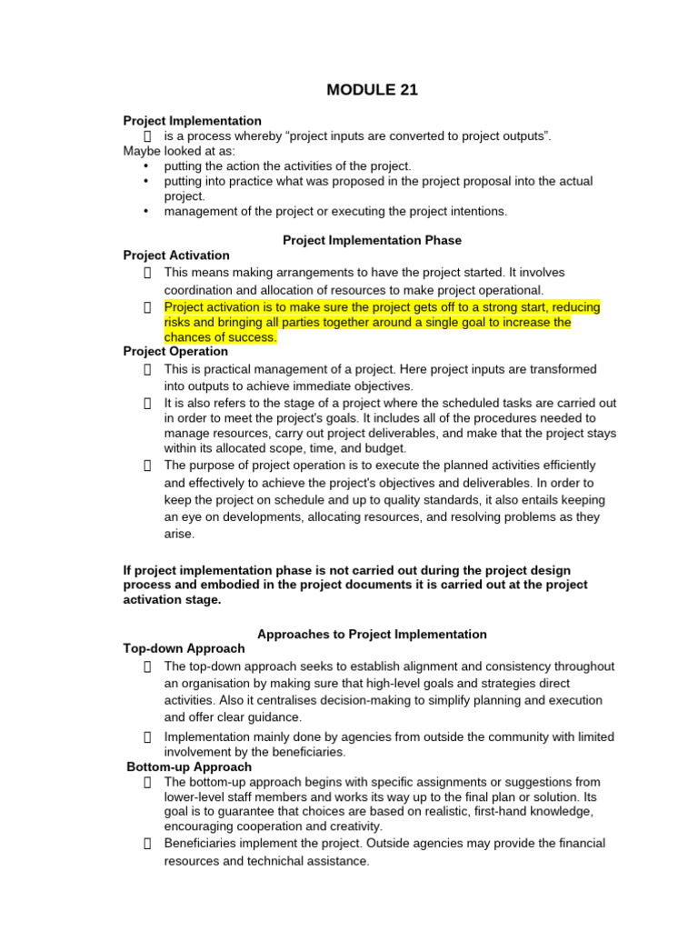 Module 21 Managing Implementation 1 | PDF