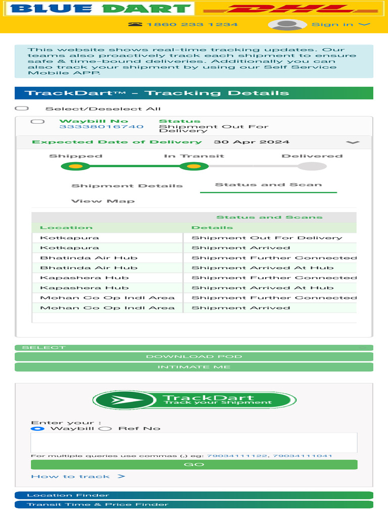 Tracking Details - Bluedart | PDF