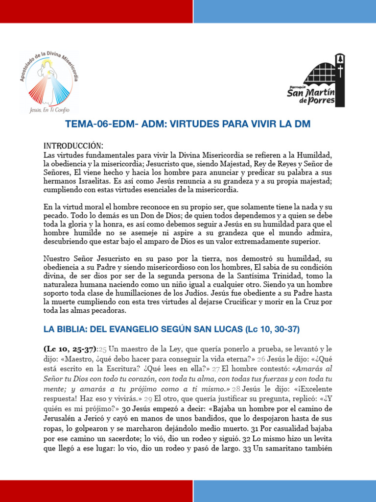 Tema-06-Edm-Adm - Virtudes para Vivir La DM | PDF | Jesús | Derecho