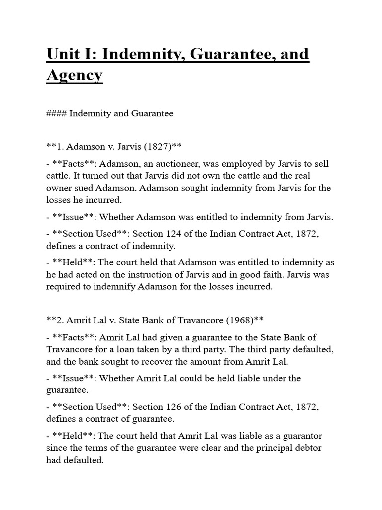 Contract Cases | PDF | Indemnity | Law