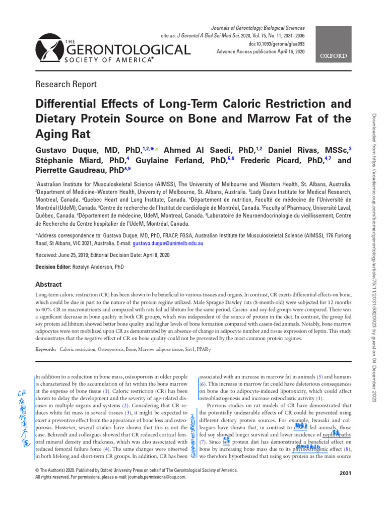 Differential Effects of Long-Term Caloric Restriction and Dietary ...