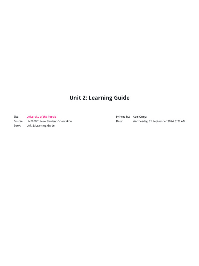 Unit 2 - Learning Guide - Home | PDF