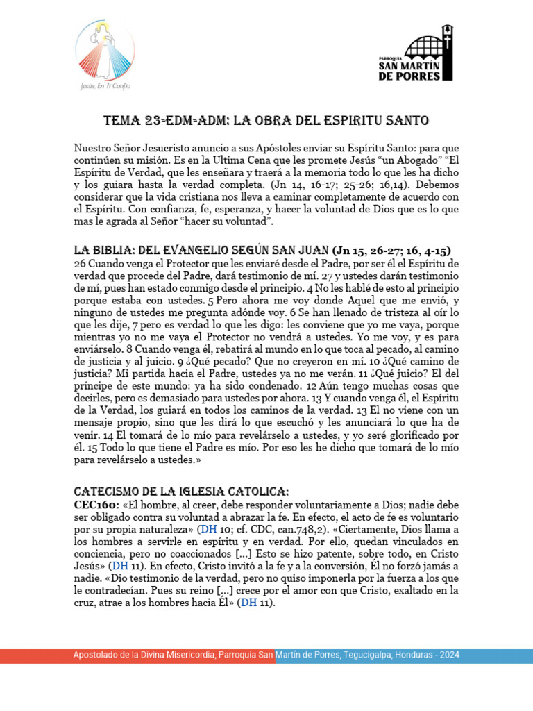 Tema-23-Edm-Adm-La Obra Del Espiritu Santo | PDF