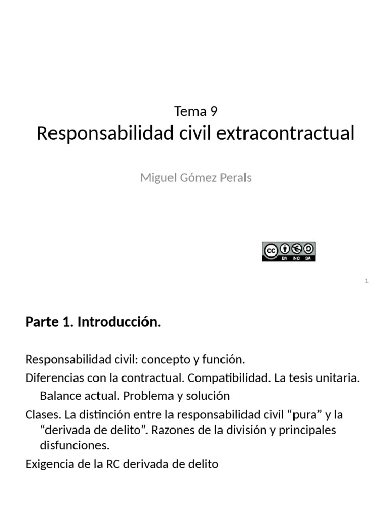 Tema 9 Resp. Extracontractual Gral y Accion Daño | PDF