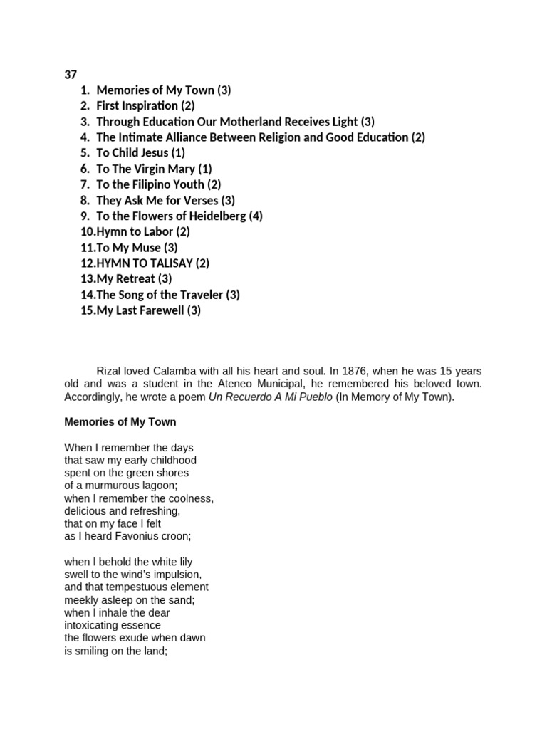Rizals Poetry | PDF