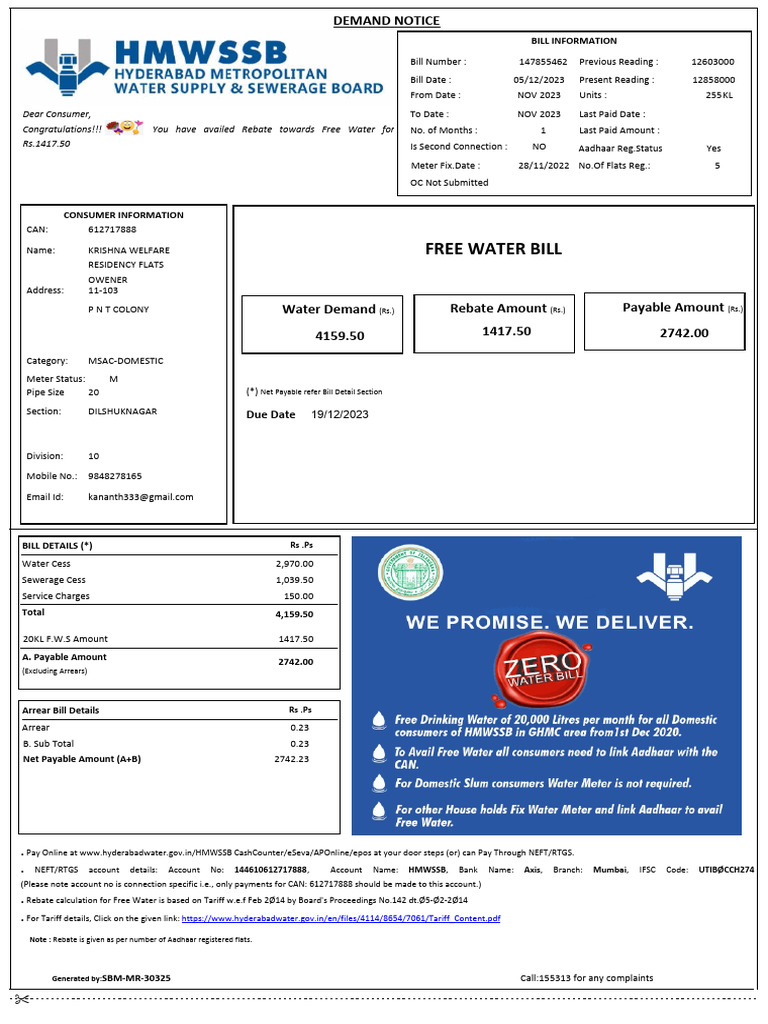 Free Water Bill | PDF