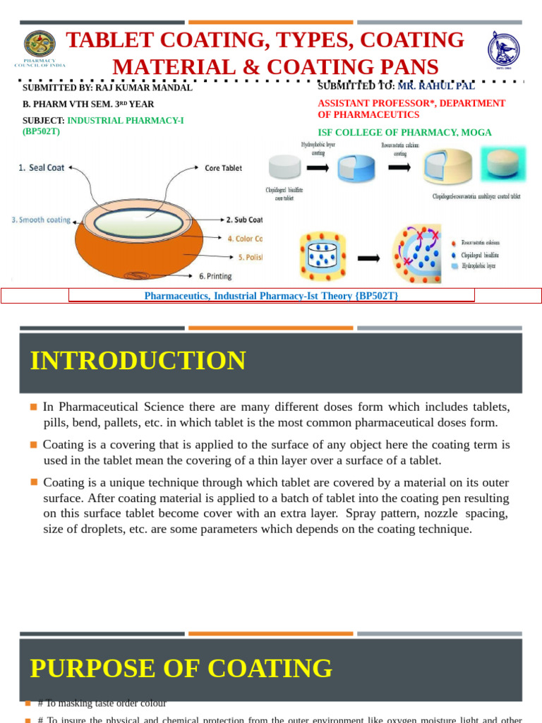 Coating Table, Types, Coating Material and Coating Pans | PDF | Tablet ...