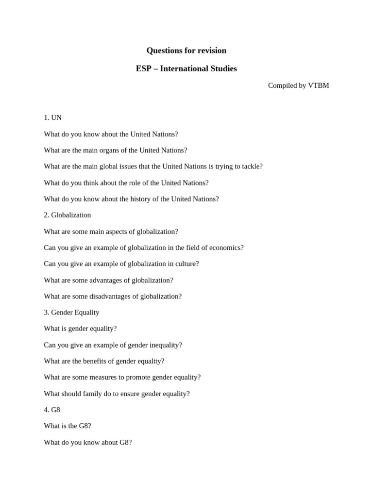 ESP-IS - Questions For Revision | PDF