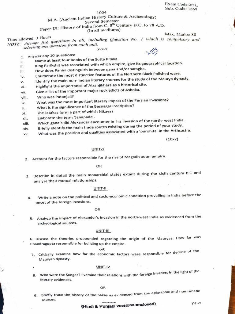 Old Question Paper | PDF