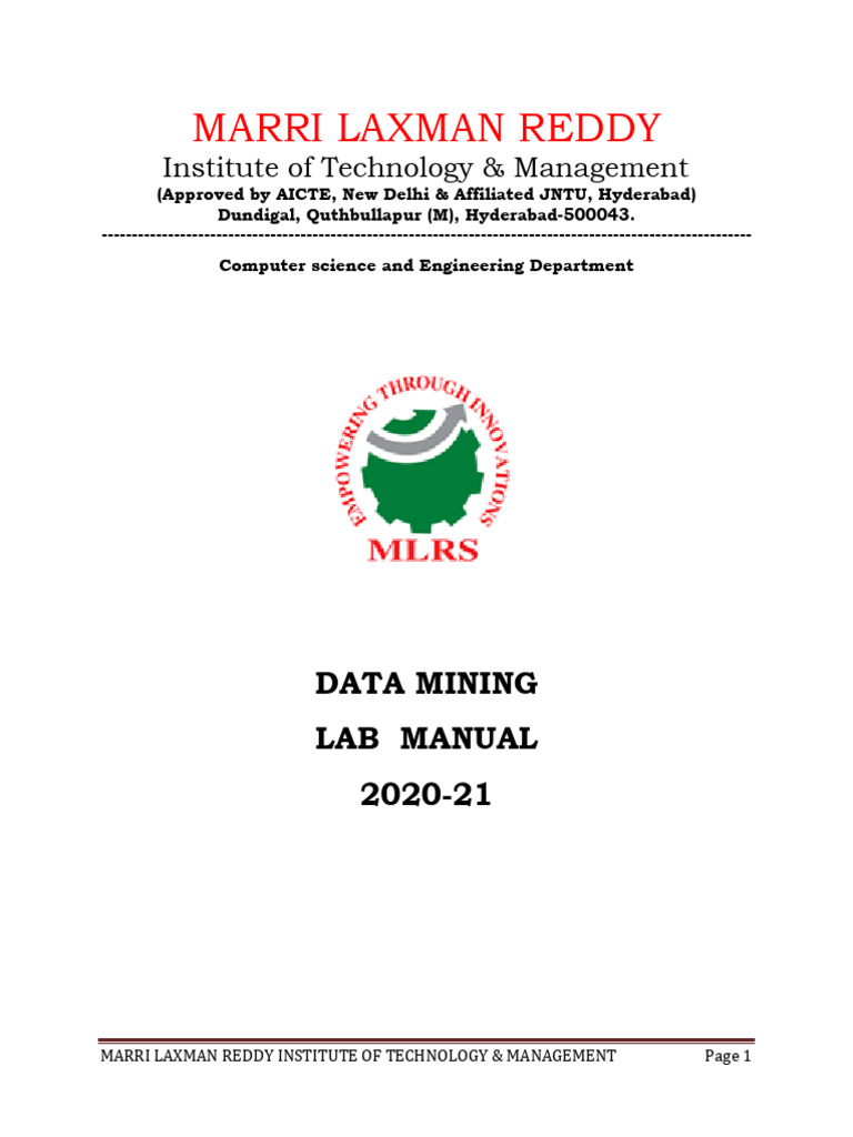 Data Mining Lab Manual | PDF