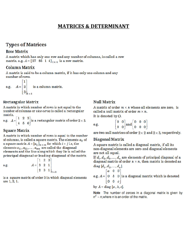 Matrices & Determinant | PDF