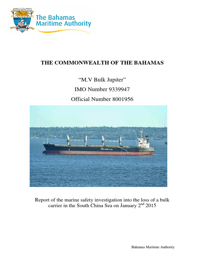 BMA Report of The Marine Safety Investigation Into The Loss of A Bulk ...