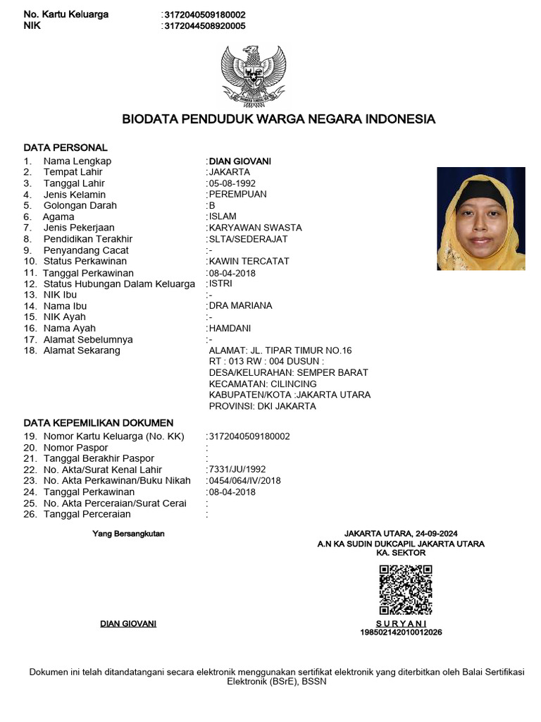 Biodata Dian Giovani | PDF
