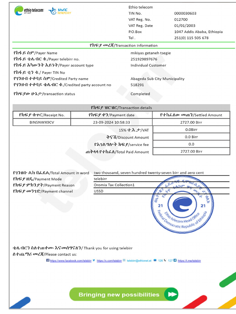 Telebirr - Oromia Tax Collection1 | PDF