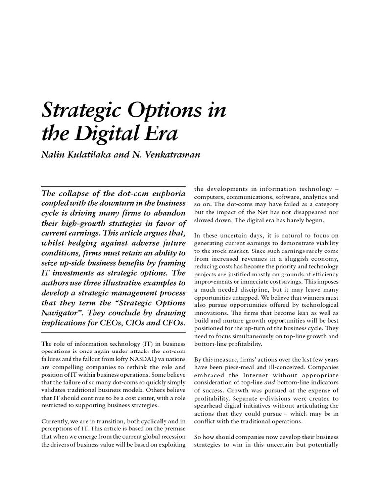 Strategic Options in - The Digital Era | PDF