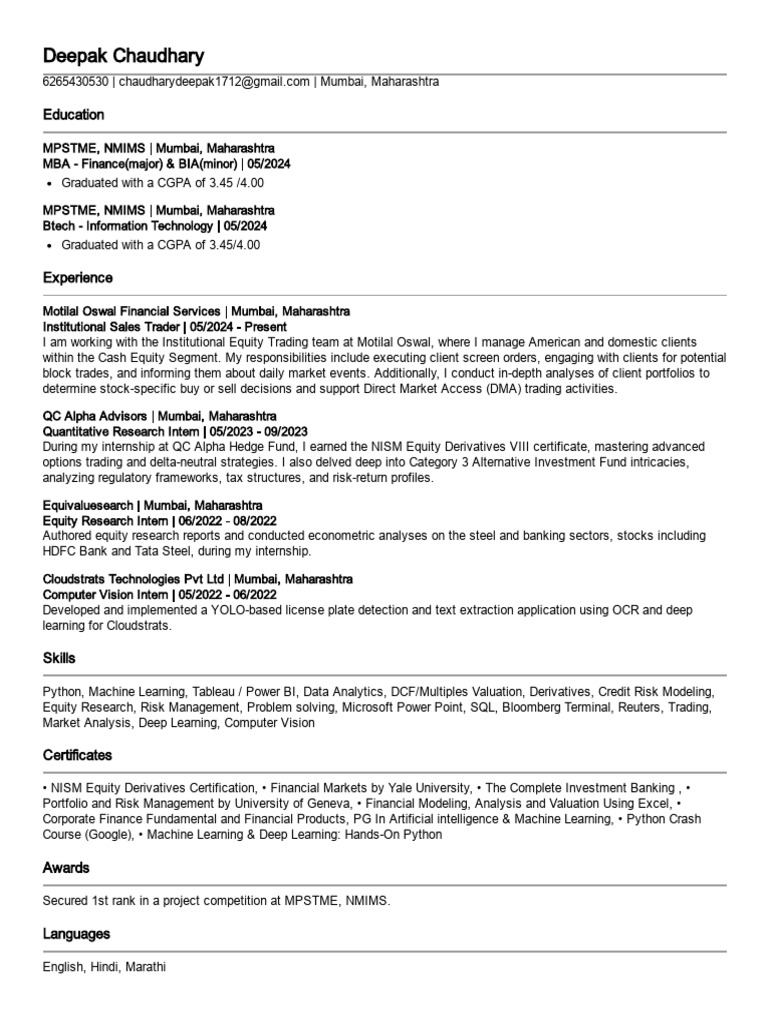 Resume DC | PDF