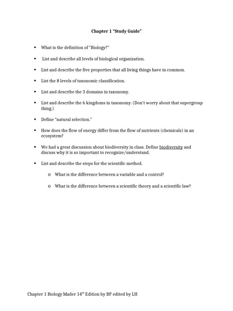 Chapter 1 Study Guide | PDF