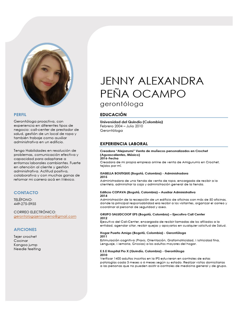 CV Jenny Alexandra PeÃ A Ocampo | PDF