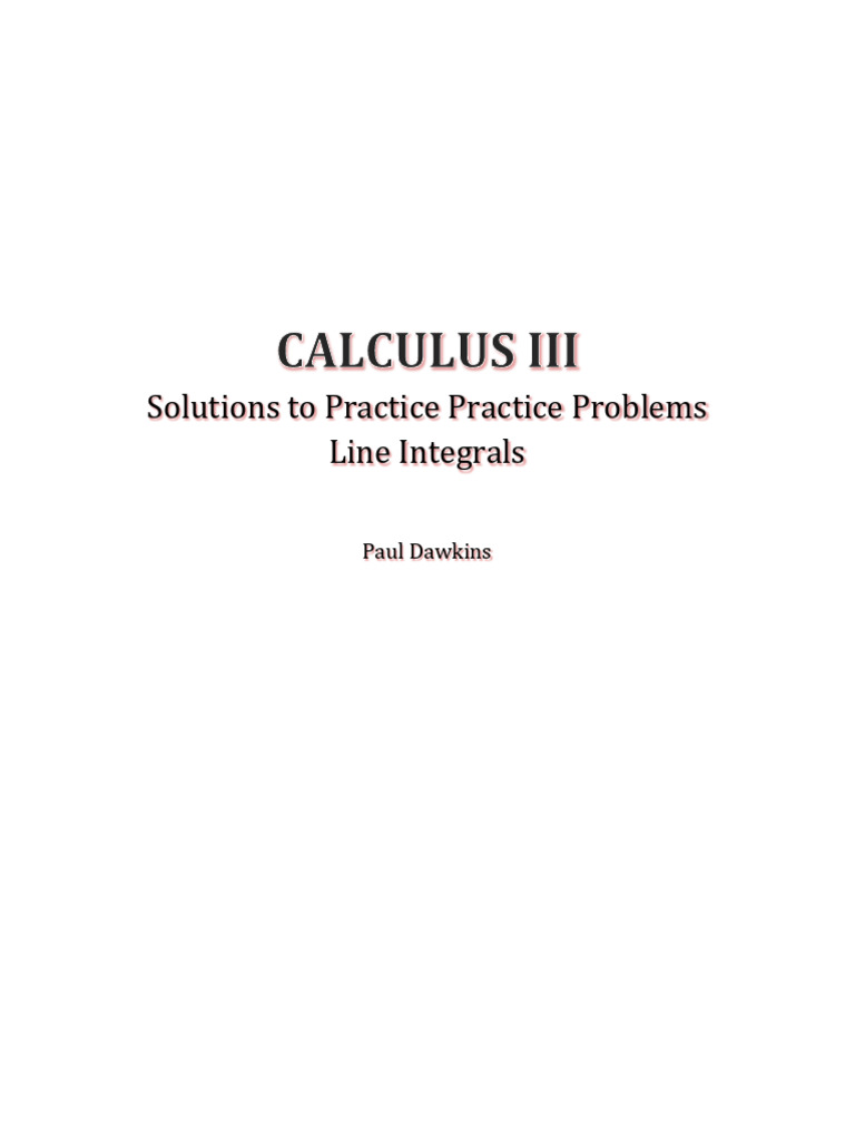 CalcIII LineIntegrals Solutions | PDF