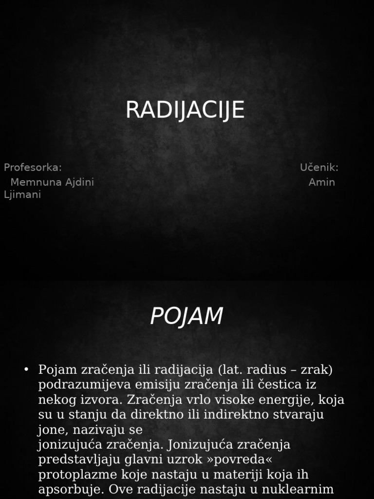RADIJACIJE Prezentacija | PDF