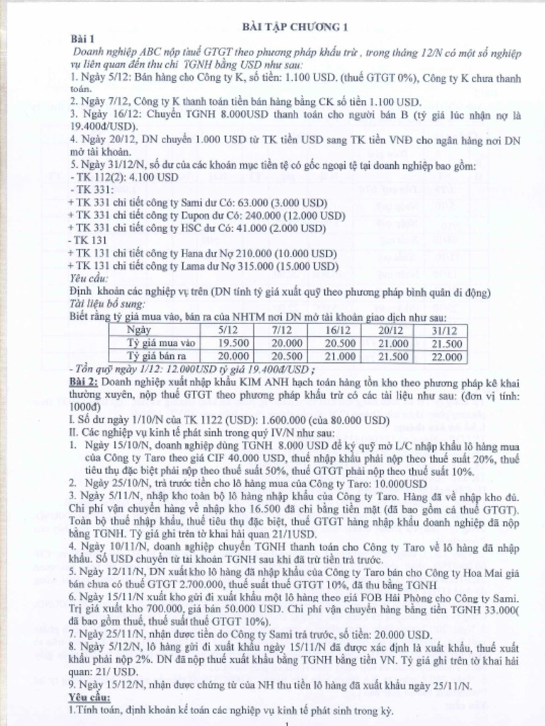Bài tập kttc2 (chị Nụ) | PDF