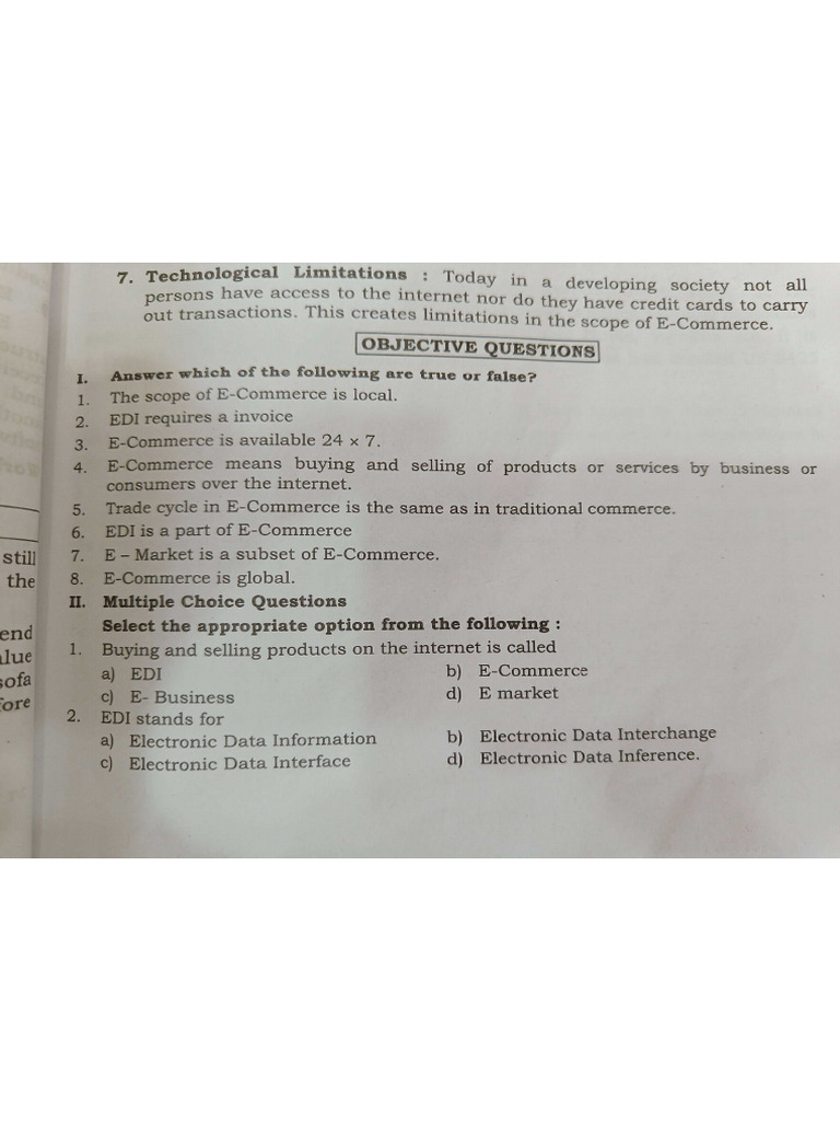 CSA Objective Questions ECommerce and Excel | PDF