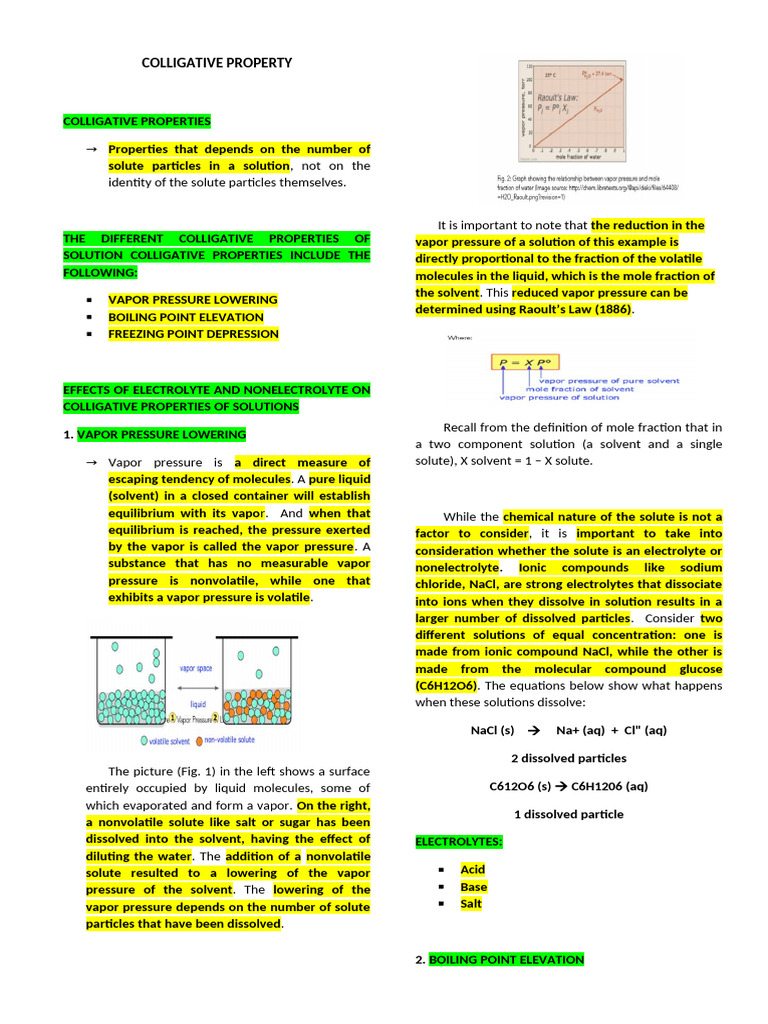 General Chemistry 2 (Colligative Property) | PDF