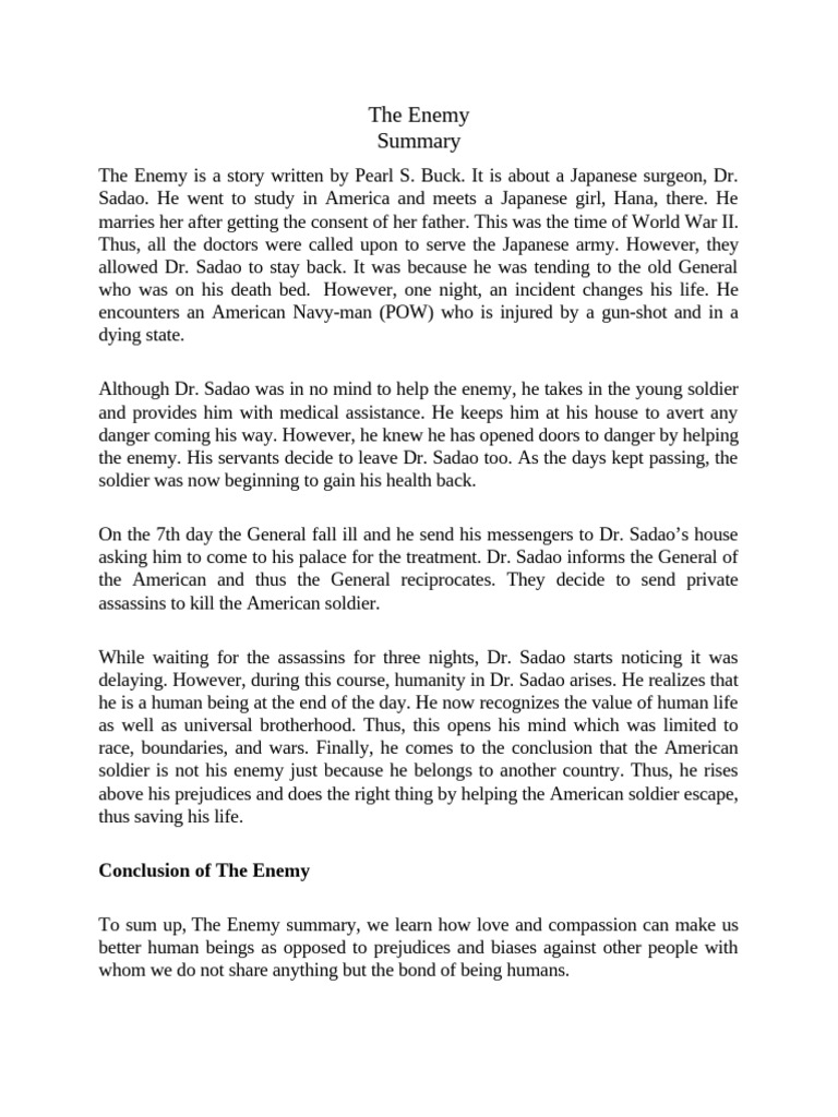 The Enemy - Summary | PDF