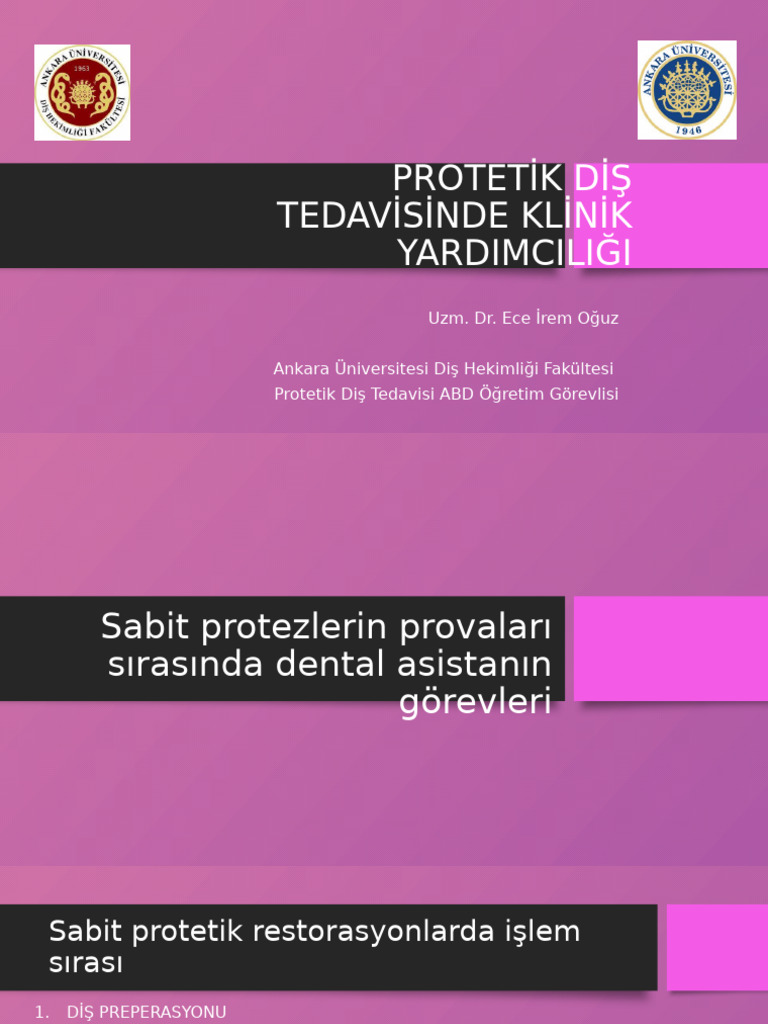 Ders 5 - Sabit Protezlerin Provaları Sırasında Dental Aistanın Görevleri | PDF