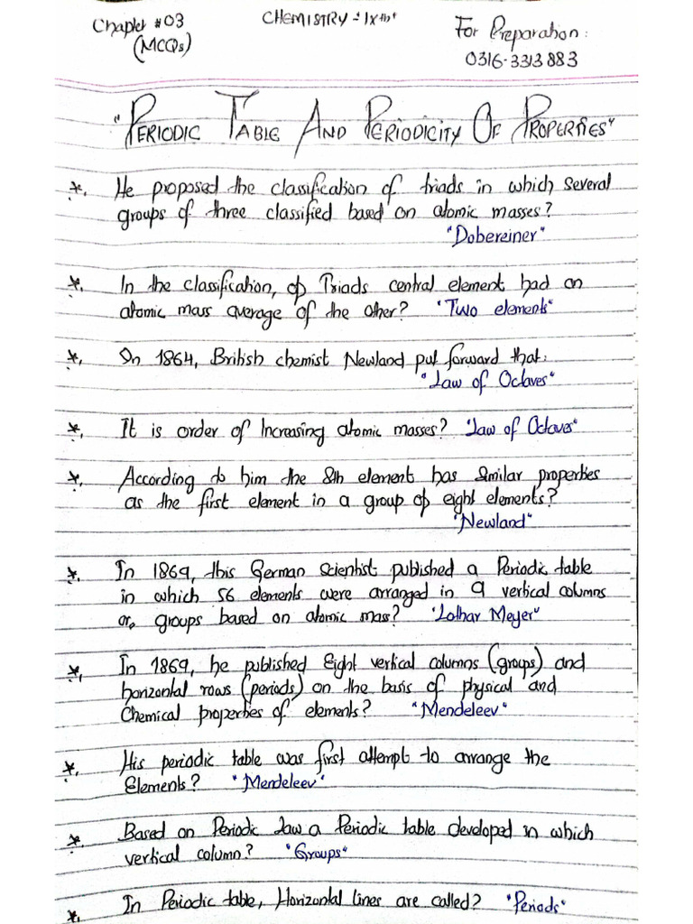 CHEM 9 CH - 3 (MCQS) | PDF