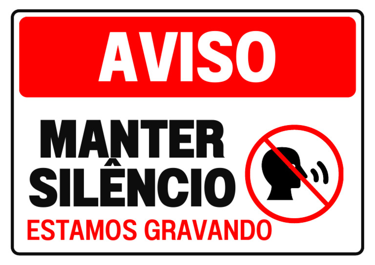 Placa de Aviso Manter Silêncio Documento A4 Vermelho e Preto - 20240830 ...