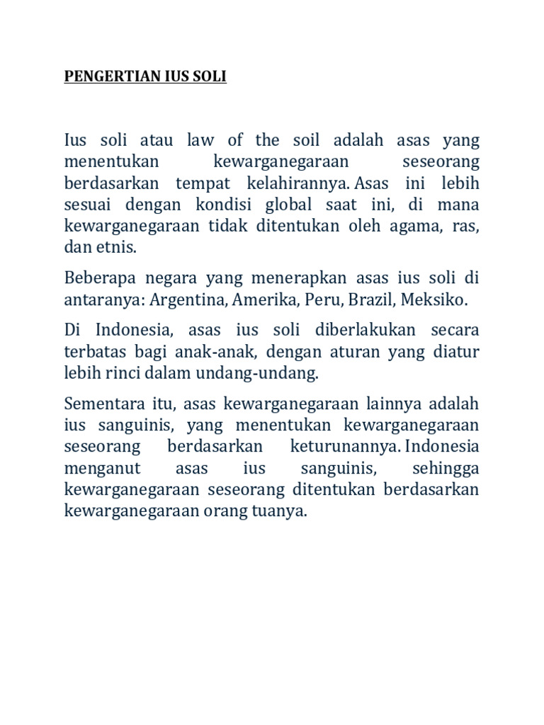 Pengertian Ius Soli New | PDF