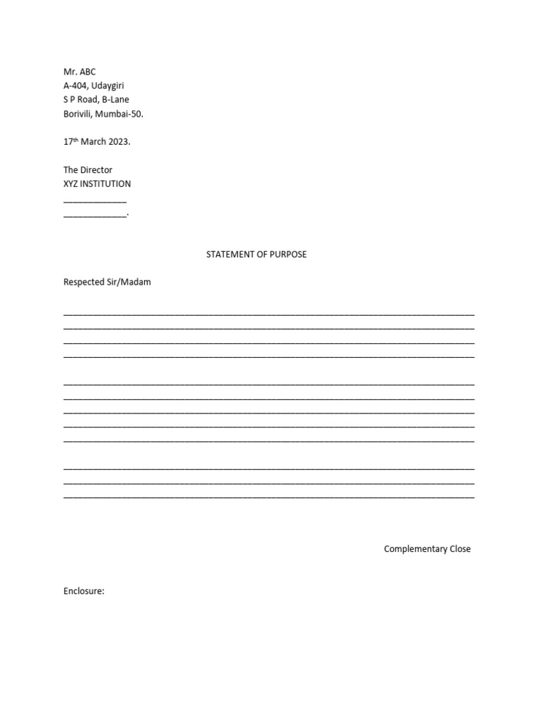 Statement of Purpose | PDF