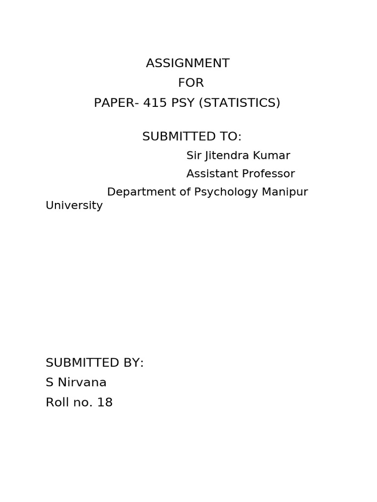 Assignment For Statistics | PDF