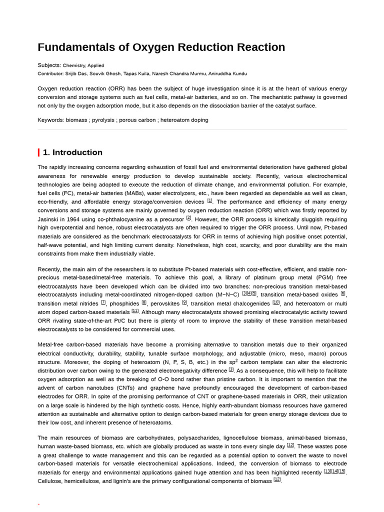Fundamentals of Oxygen Reduction Reaction 4 | PDF