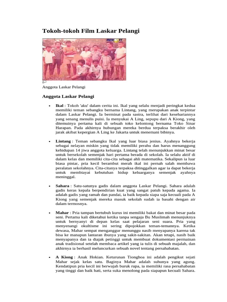 Alur Cerita Laskar Pelangi | PDF