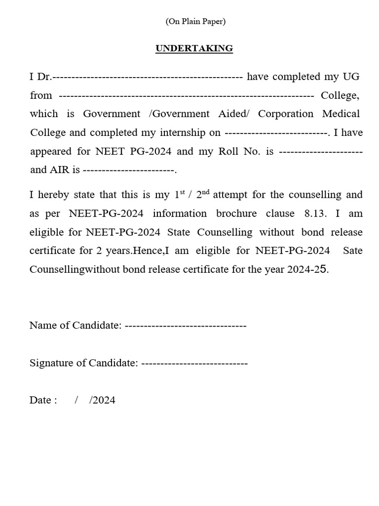Bond Undertaking Format | PDF