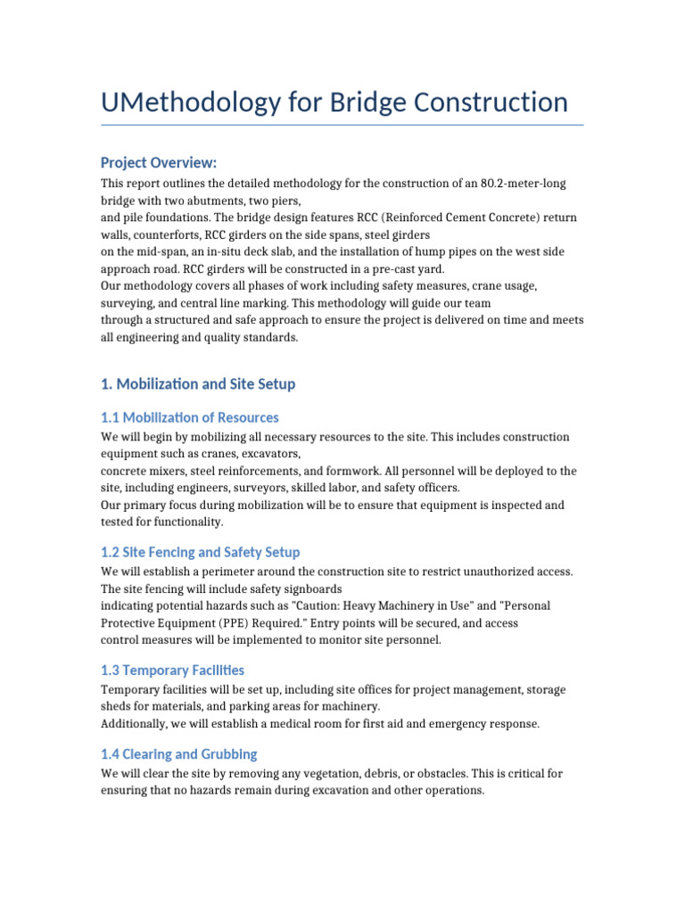 Bridge Construction Methodology | PDF