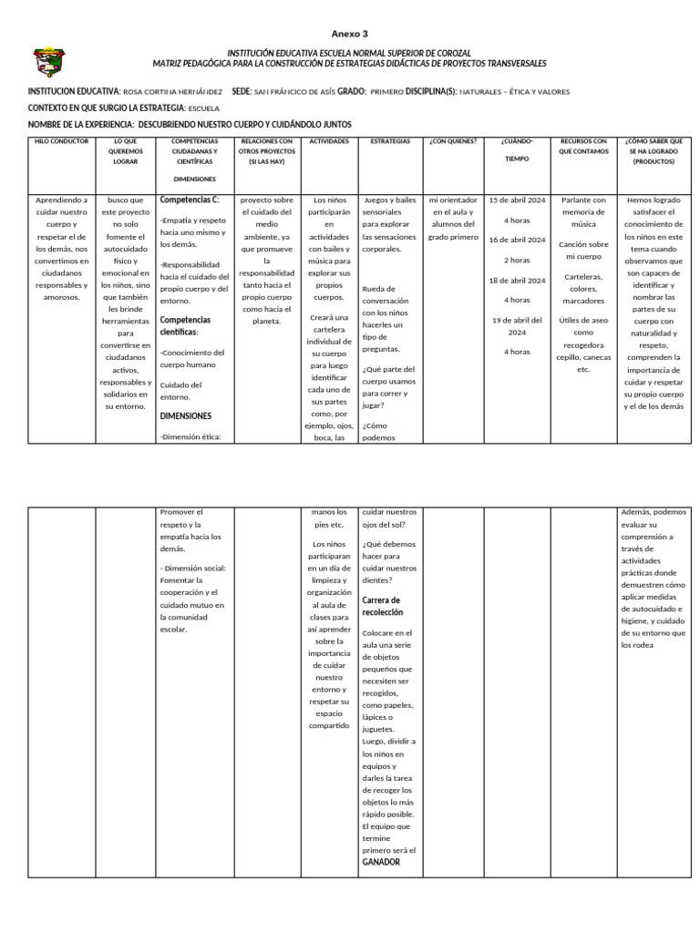 Matriz Cuarto Semestre Maria | PDF