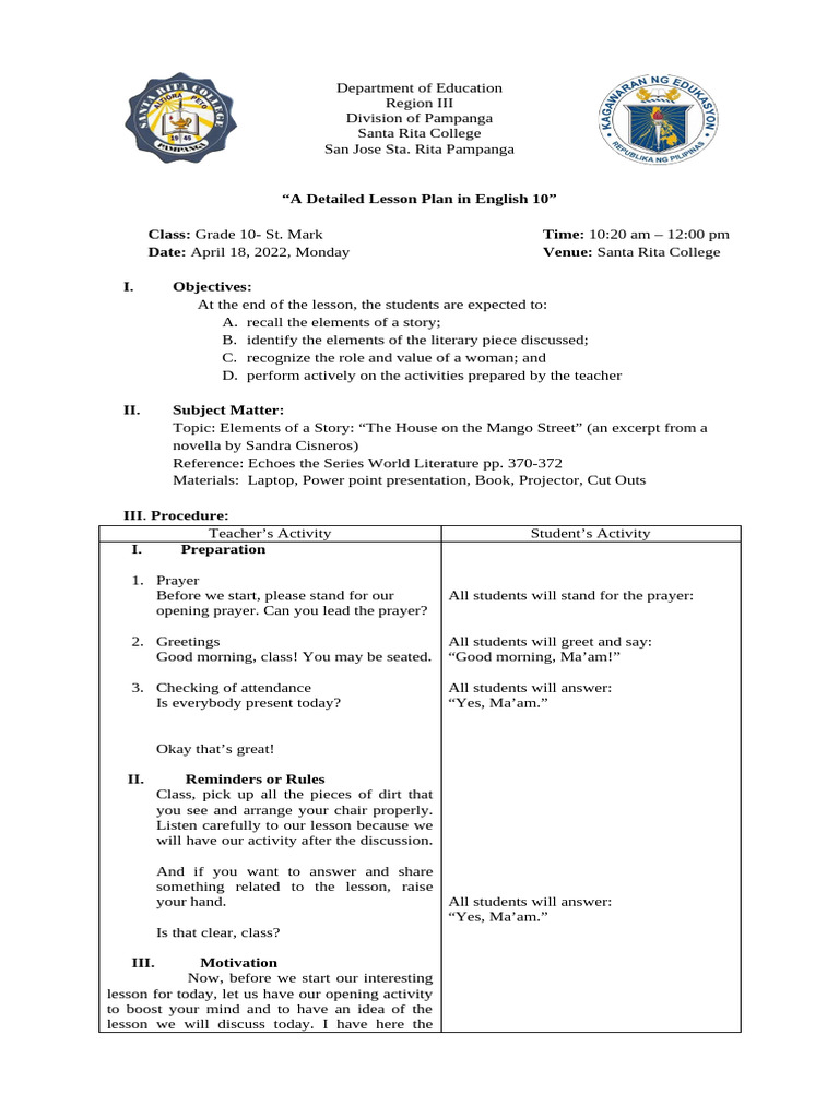 Sample Lesson Plan | PDF