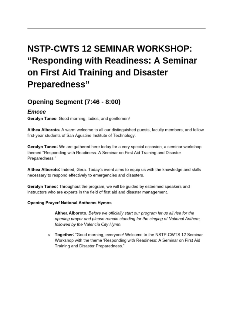 Final Script For NSTP Seminar | PDF