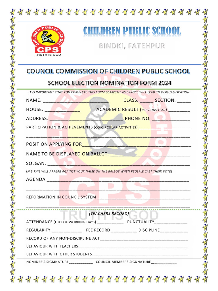 Election Nomination Form Cps | PDF