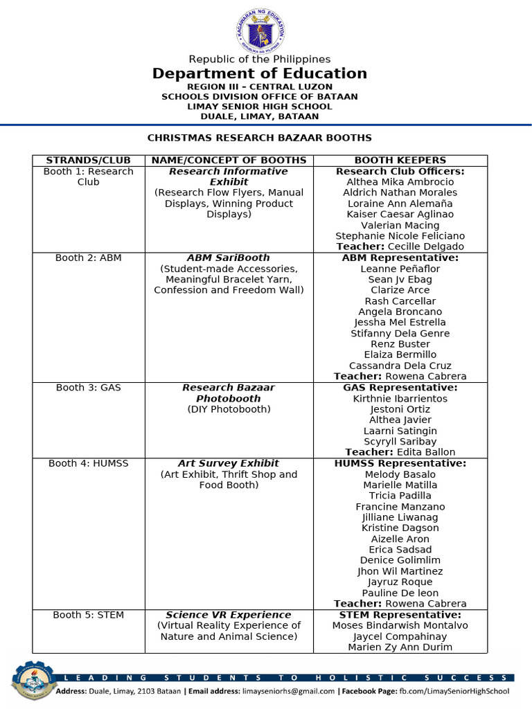 Christmas Research Bazaar Booths | PDF