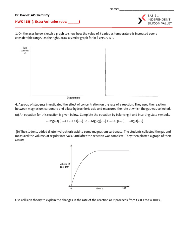 HWK 13c Extra Arrhenius | PDF