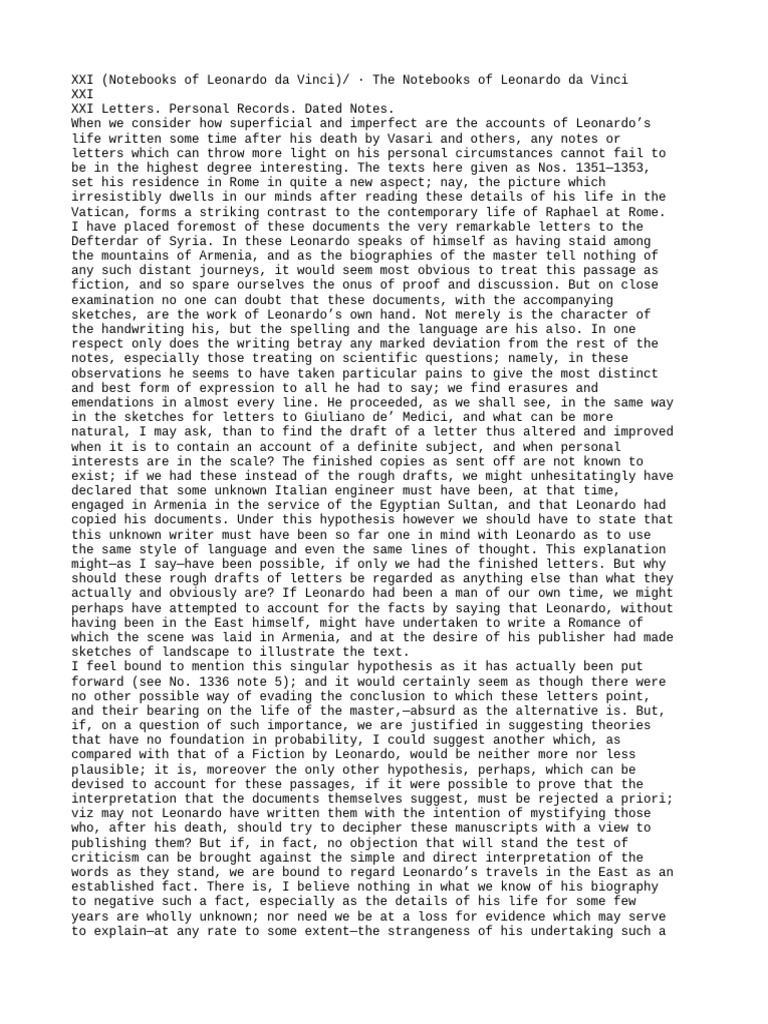 Letters from Leonardo's Notebooks | PDF | Leonardo Da Vinci | Classics