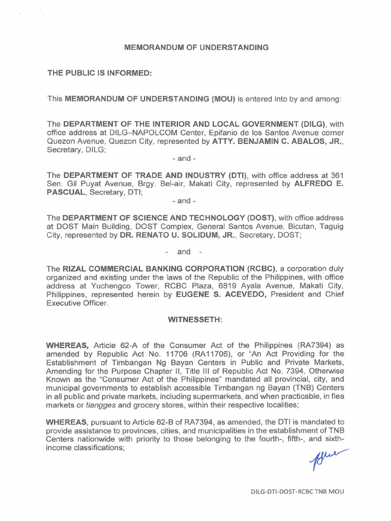 Mou rcbc+Dti+Dilg+Dost TNB 240323 043 CBJ Notarized | PDF