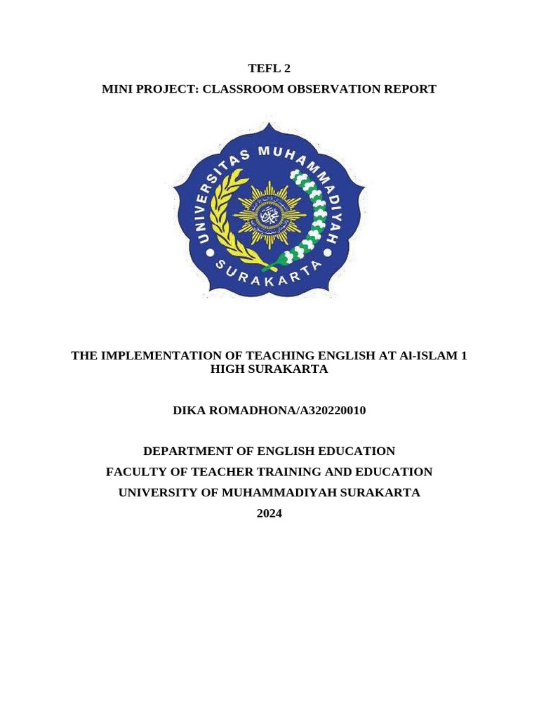 TEFL 2 Tugas Observasi | PDF