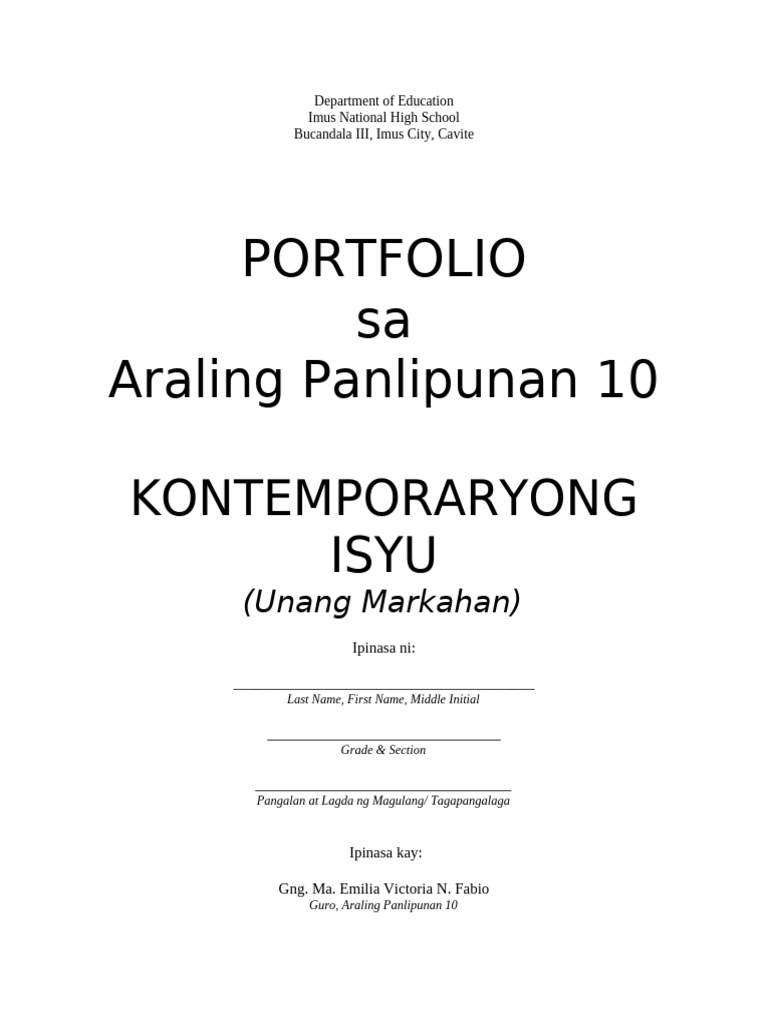 Portfolio Front Page | PDF