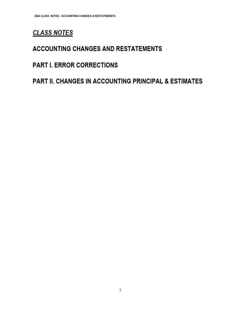 Accounting Changes and Restatements | PDF
